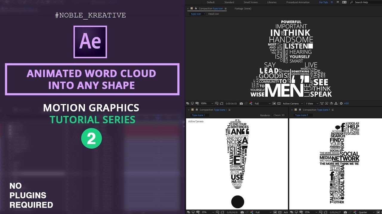 Animated Word Cloud into any shape in After Effects - Noble Kreative